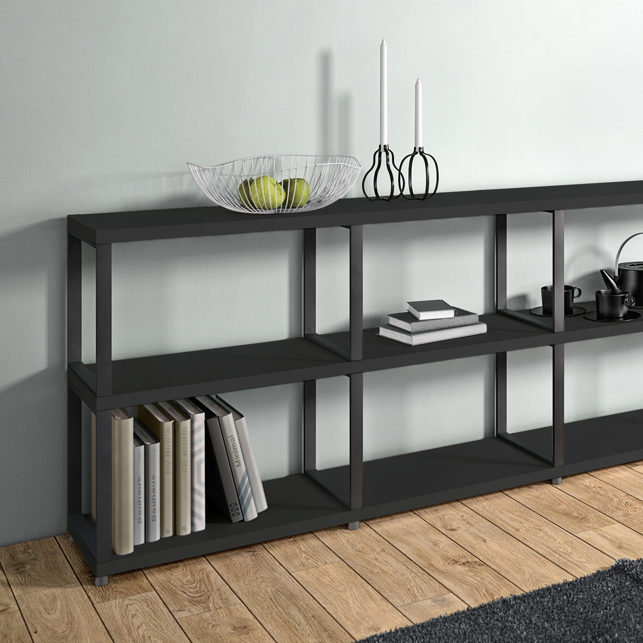 Modern black shelving unit store
